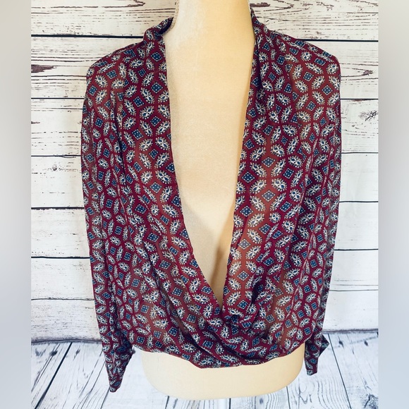 Sophie Rue | Tops | Womens Small Blouse Sophie Rue Wrap Look Sheer High ...